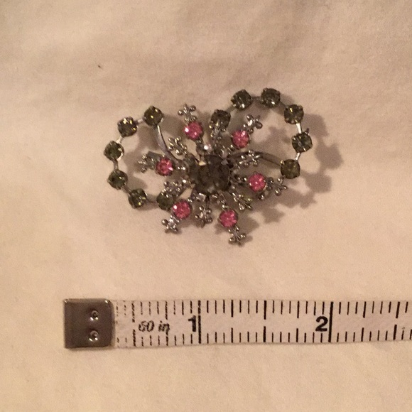 Vintage | Jewelry | Vintage Gray And Pink Rhinestone Pin | Poshmark